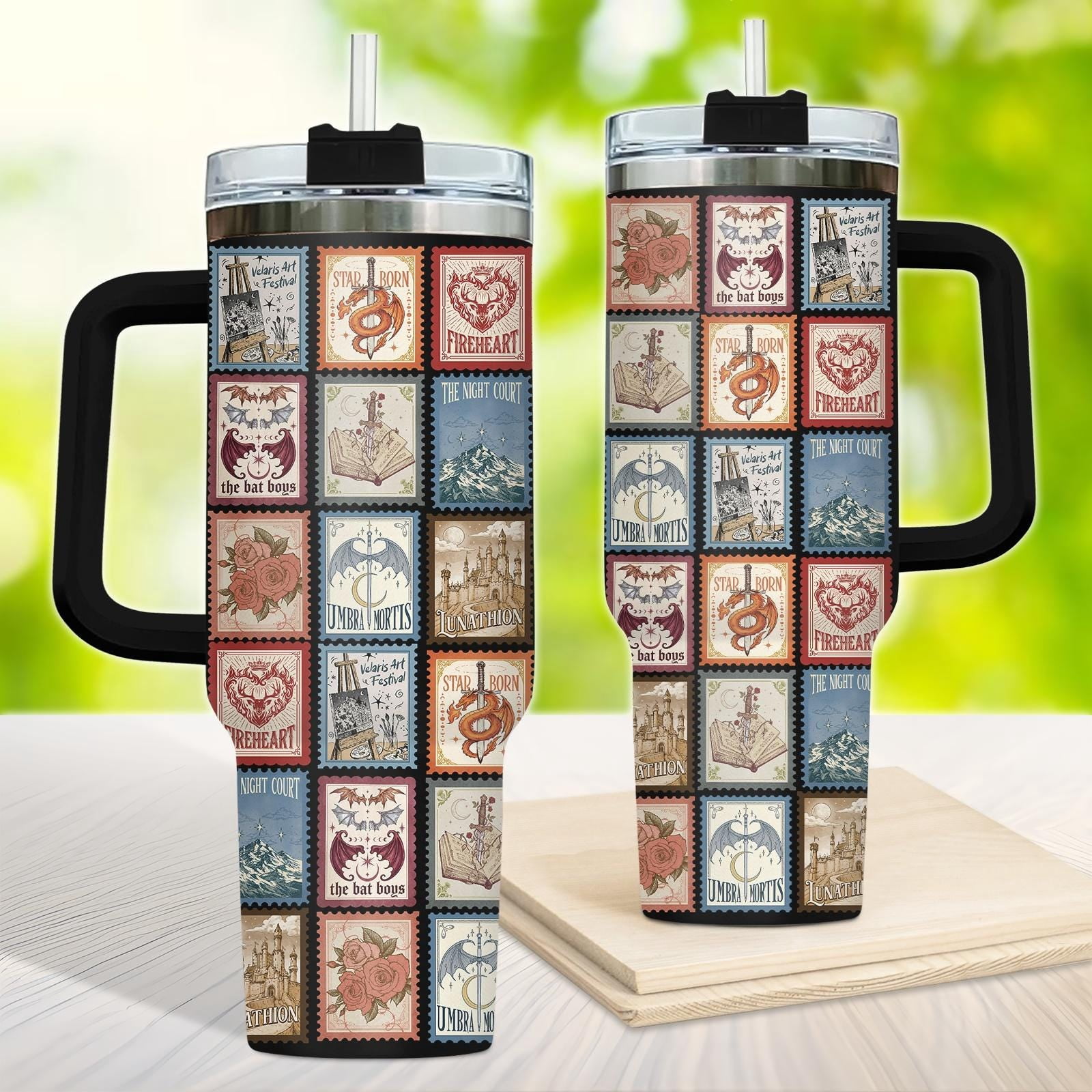 Bumpkit Fantasy Acotar 40oz Tumbler with Handle and Multicolor ...