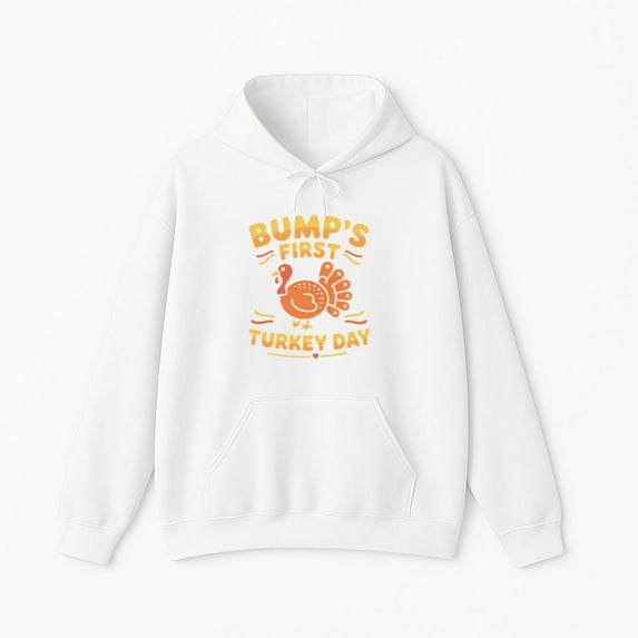 Bumps First Turkey Day Pregnancy Announcement Cute Graphic Print Hoodie ...