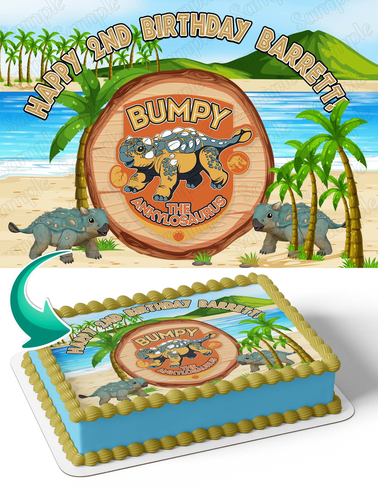 Bumpy Camp Cretaceous Edible Image Cake Topper Personalized Birthday ...