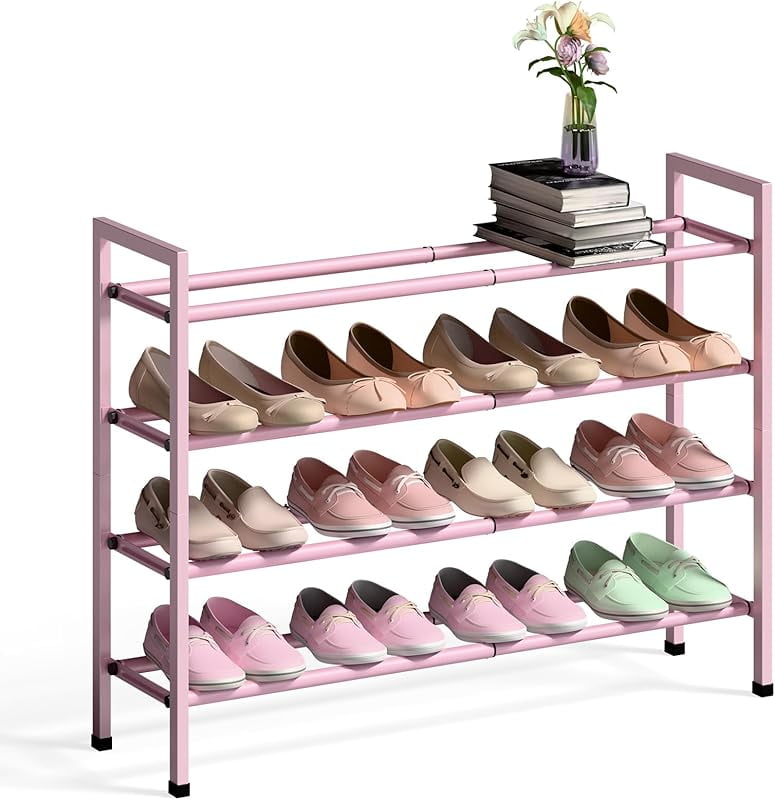 Bumusty 3-Tier Expandable Shoe Rack for Closet, 18“-33” Adjustable Shoe ...