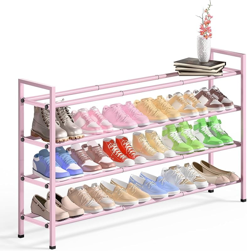 Bumusty 3-Tier Long Expandable Shoe Rack for Closet, 18"-44" Adjustable ...