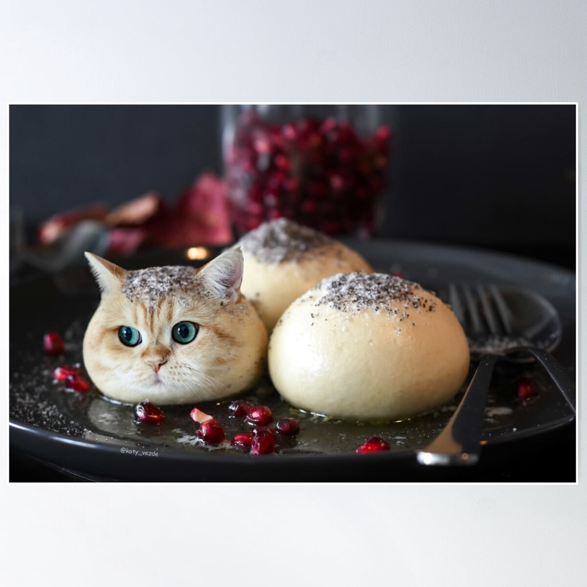Bun Cat Poster Wall Art, Modern Wall Decor For Living Room Bedroom ...