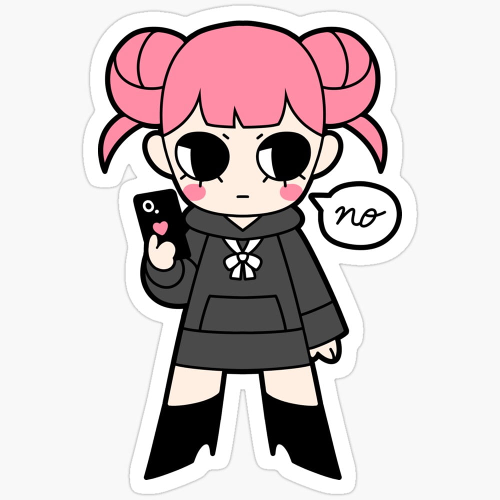 Bun Girl "No" Chibi Sticker Phone Decal Water Bottle Stickers Car ...