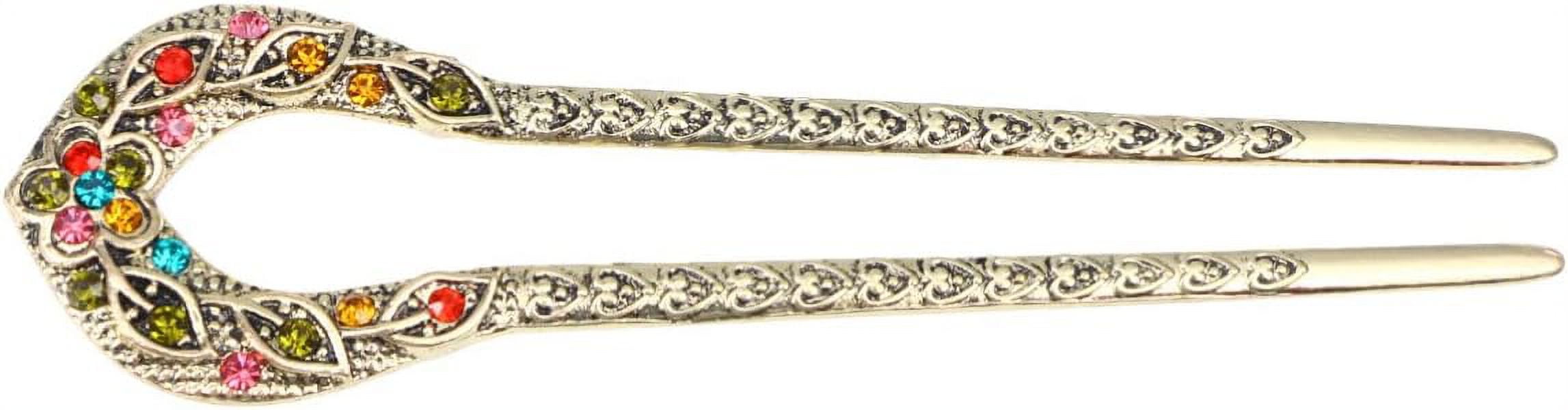 Bun Hair Clip Rhinestone Hair U Stick Bridal Prom Clips Vintage Hair ...