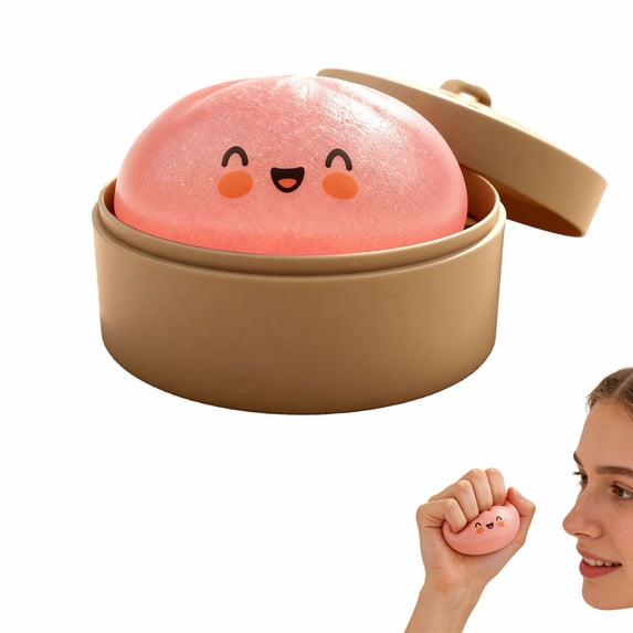 Bun Shape Squeeze Ball With Box Soft Silicone Slow Recovery Hand Grip ...