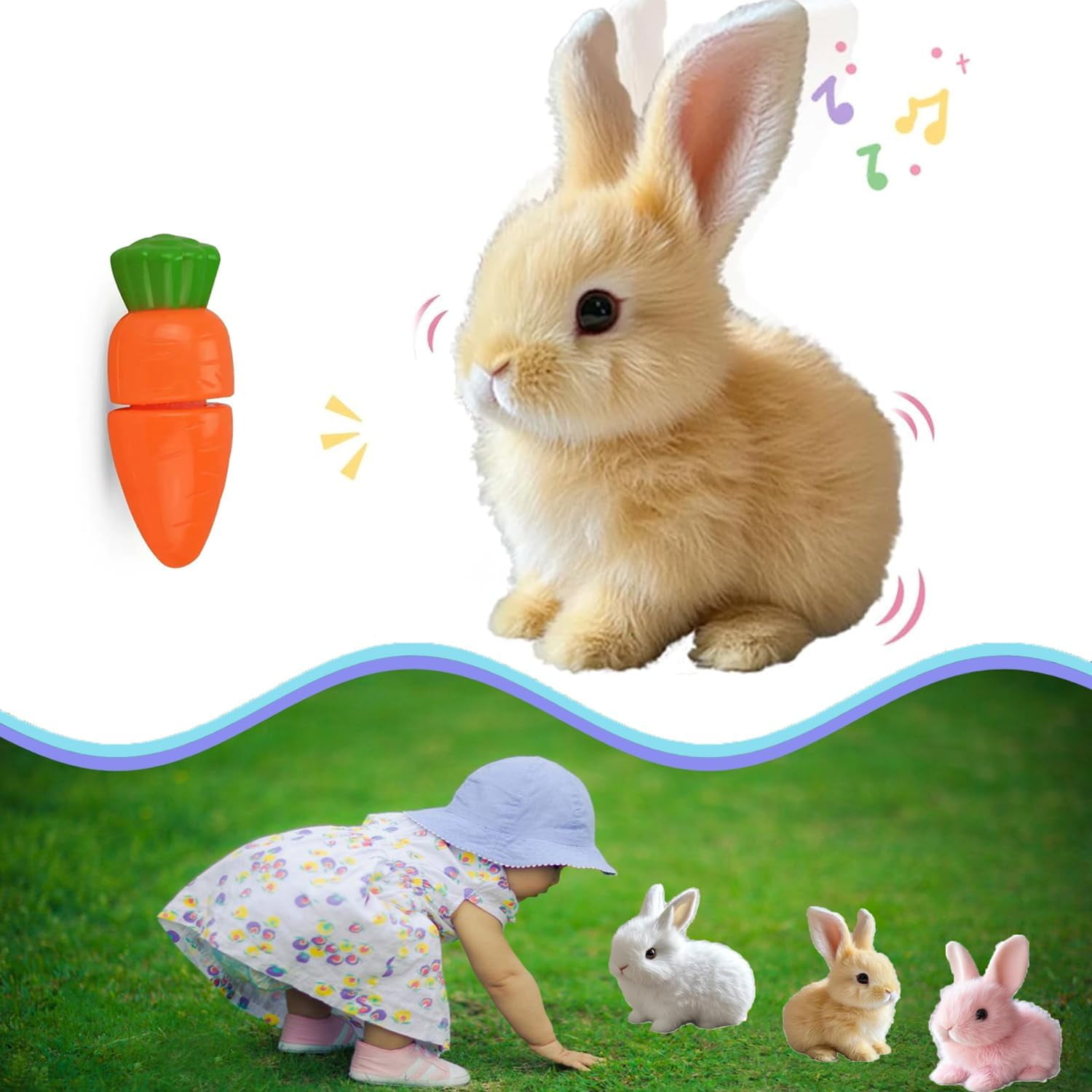 Bunby - Easter My Realistic Bunny Toy, Interactive Bunny Realistic Bunny - Jumping, Twitching ...