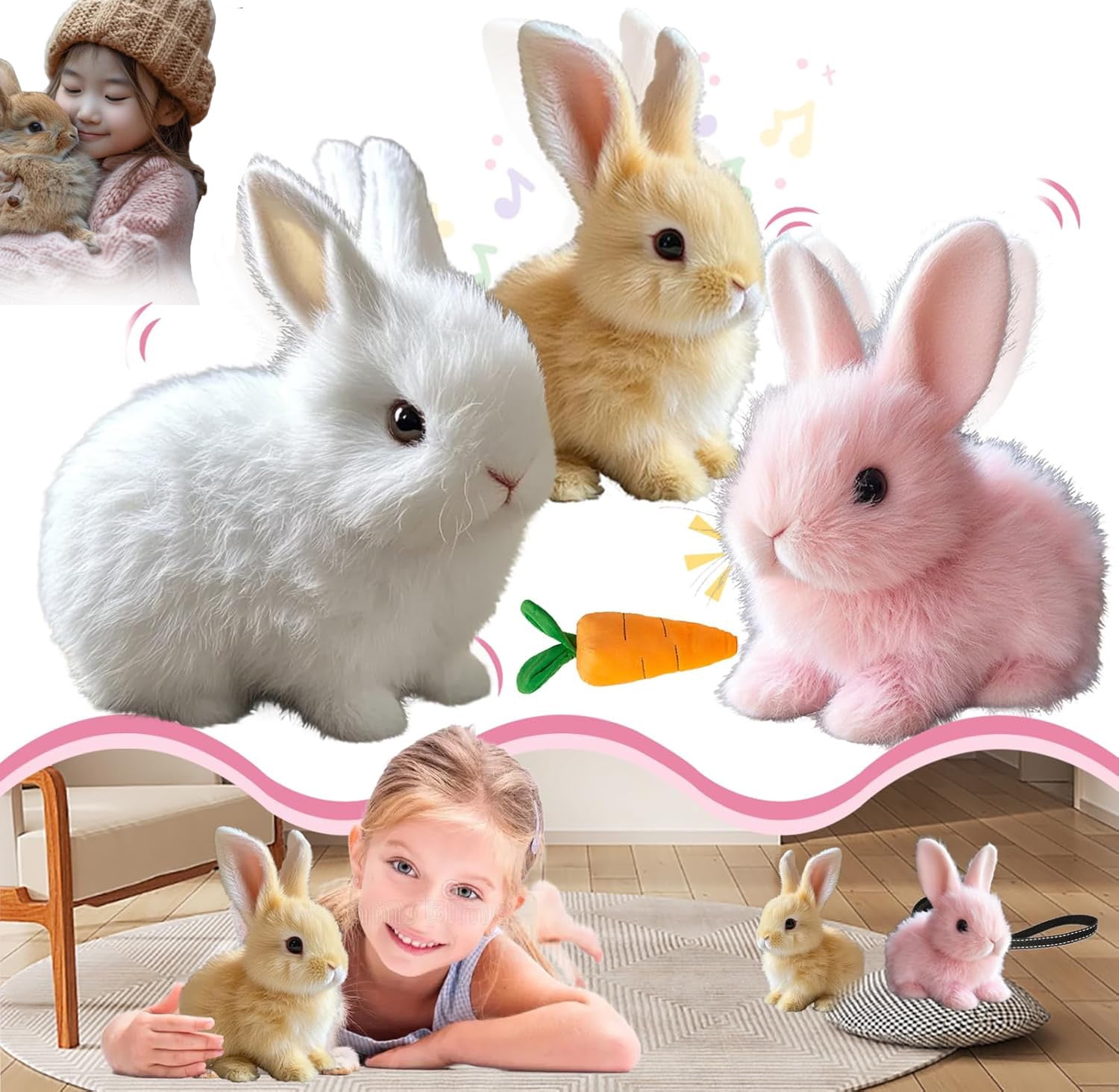 Bunby - My Realistic Bunny Toy, Interactive Realistic Bunny Toy Lights ...