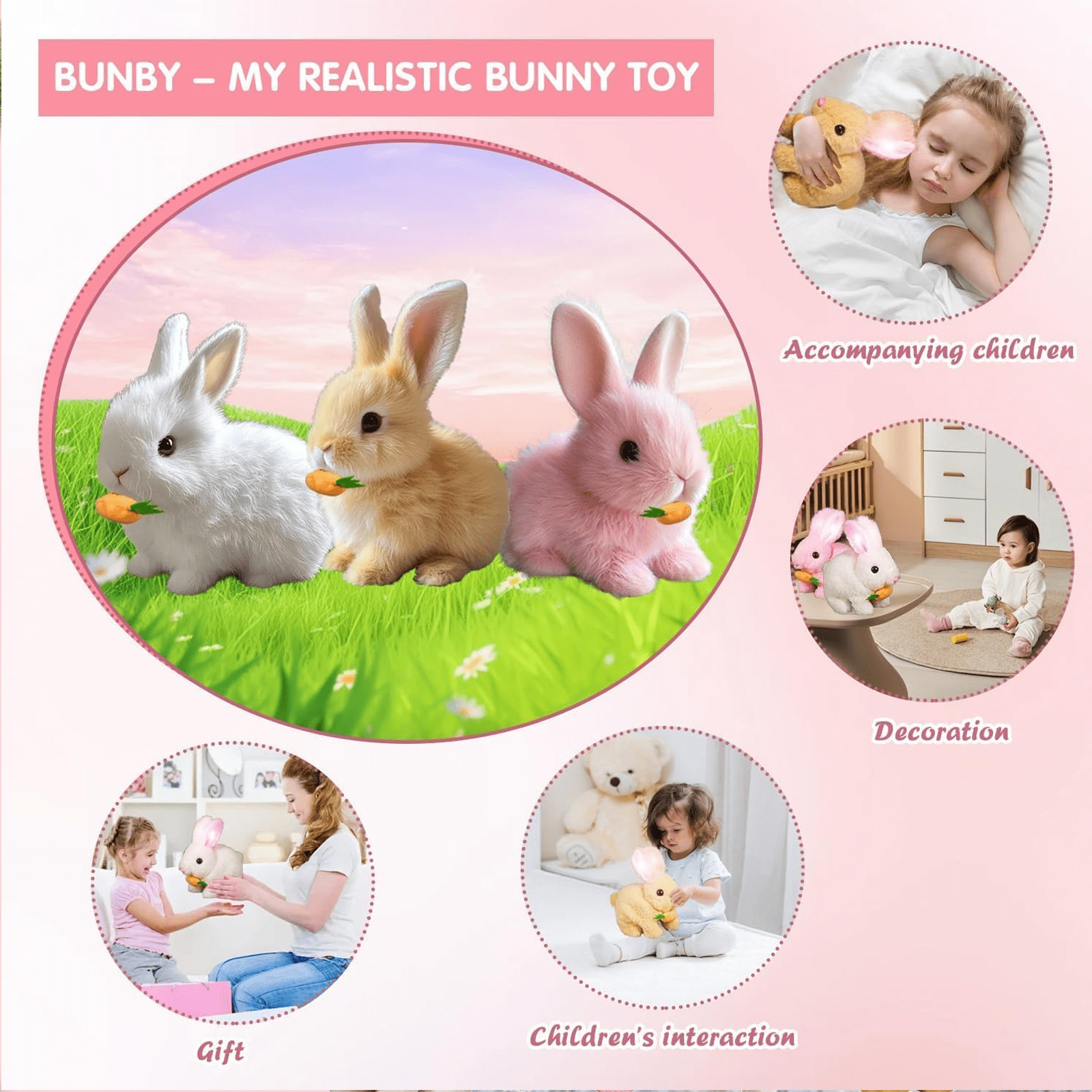 Bunby - My Realistic Bunny Toy, Realistic Bunny Toys for Kids, Vitality ...