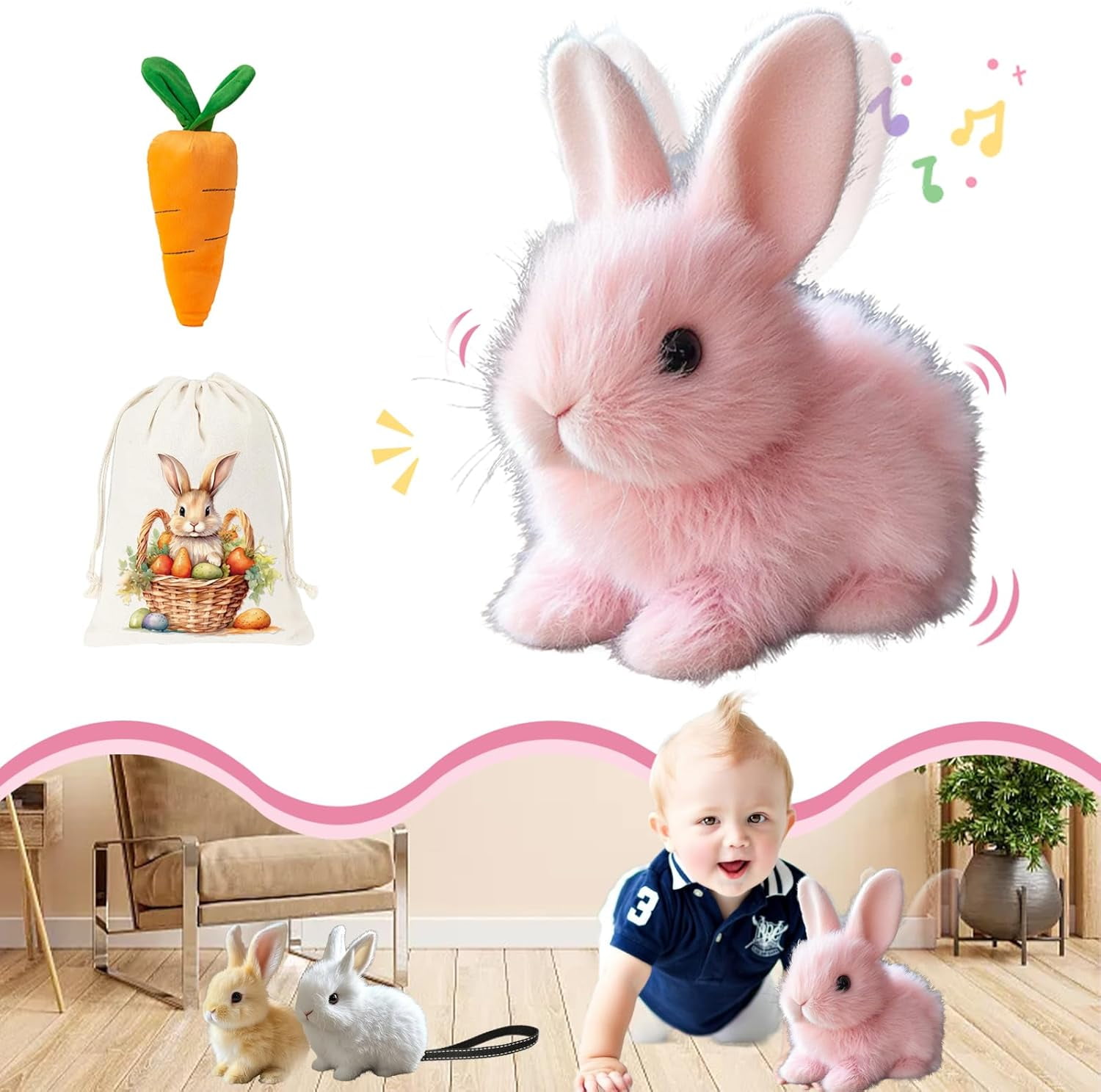 Bunby - My Realistic Bunny Toy, Interactive Realistic Bunny Toy ...
