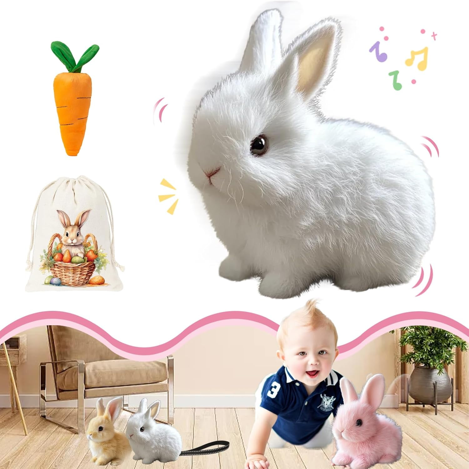 Bunby - My Realistic Bunny Toy, Interactive Realistic Bunny Toy ...