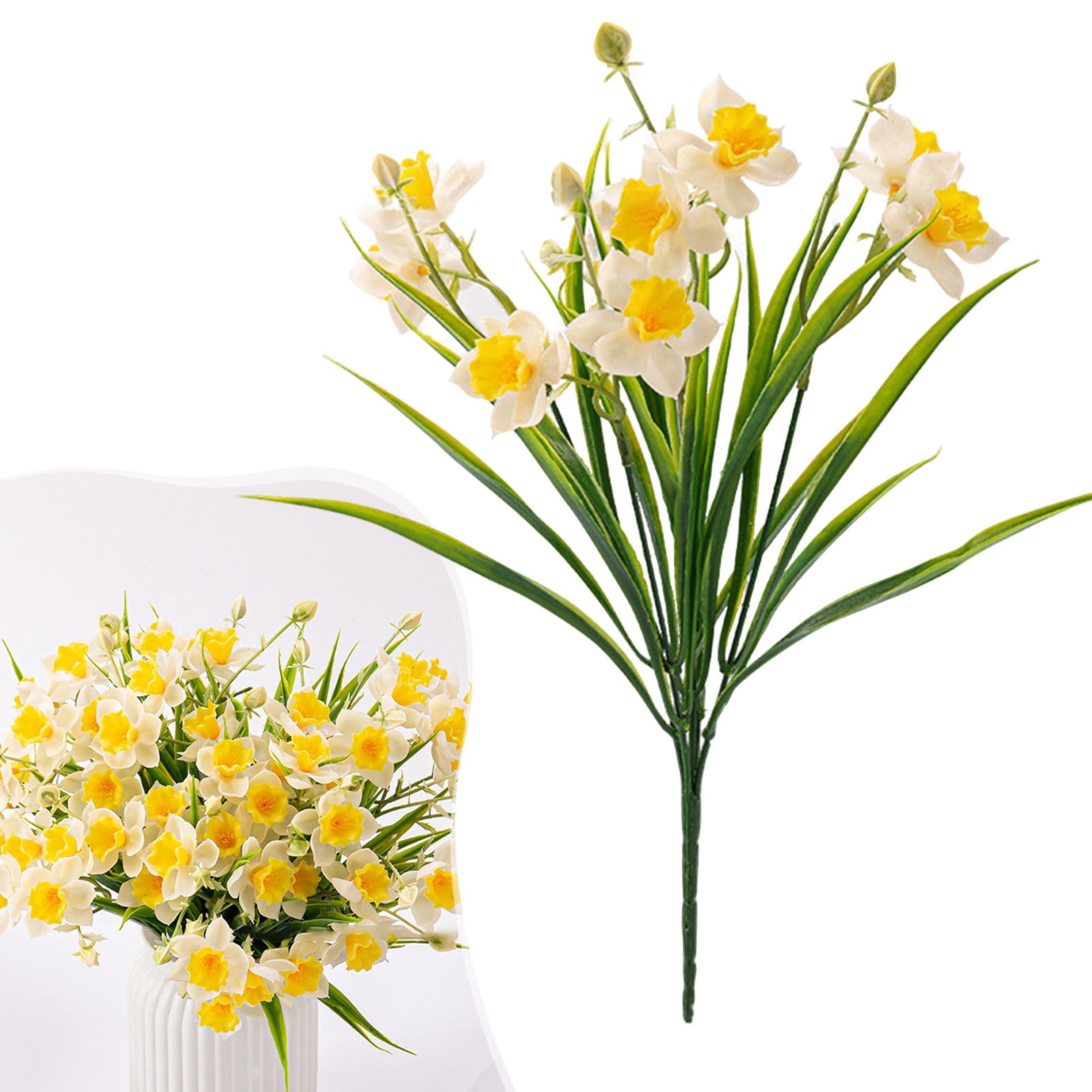 A Bunch 10 Blooms Artificial Daffodils, Yellow Flowers, Spring Flowers ...