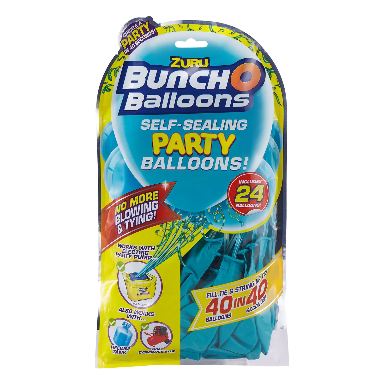 Bunch O Balloons Self-Sealing Latex Party Balloons, Teal, 11in, 24ct ...