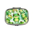 Bunch Of Cute Green Frogs Watercolor Small Travel Handbag Pill Box Case ...