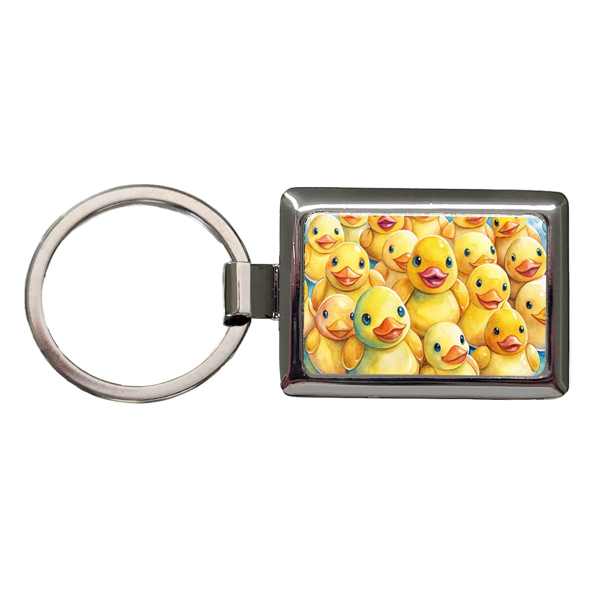 Bunch Of Cute Overlapping Rubber Ducks Metal Rectangle Keychain ...