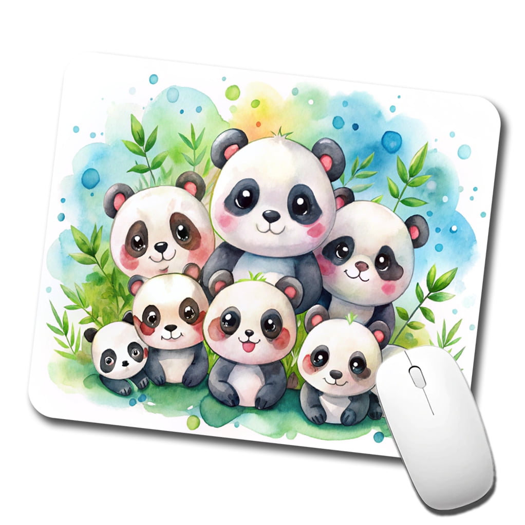 Bunch Of Cute Pandas Watercolor Mouse Pad Low Profile Gaming Mat ...