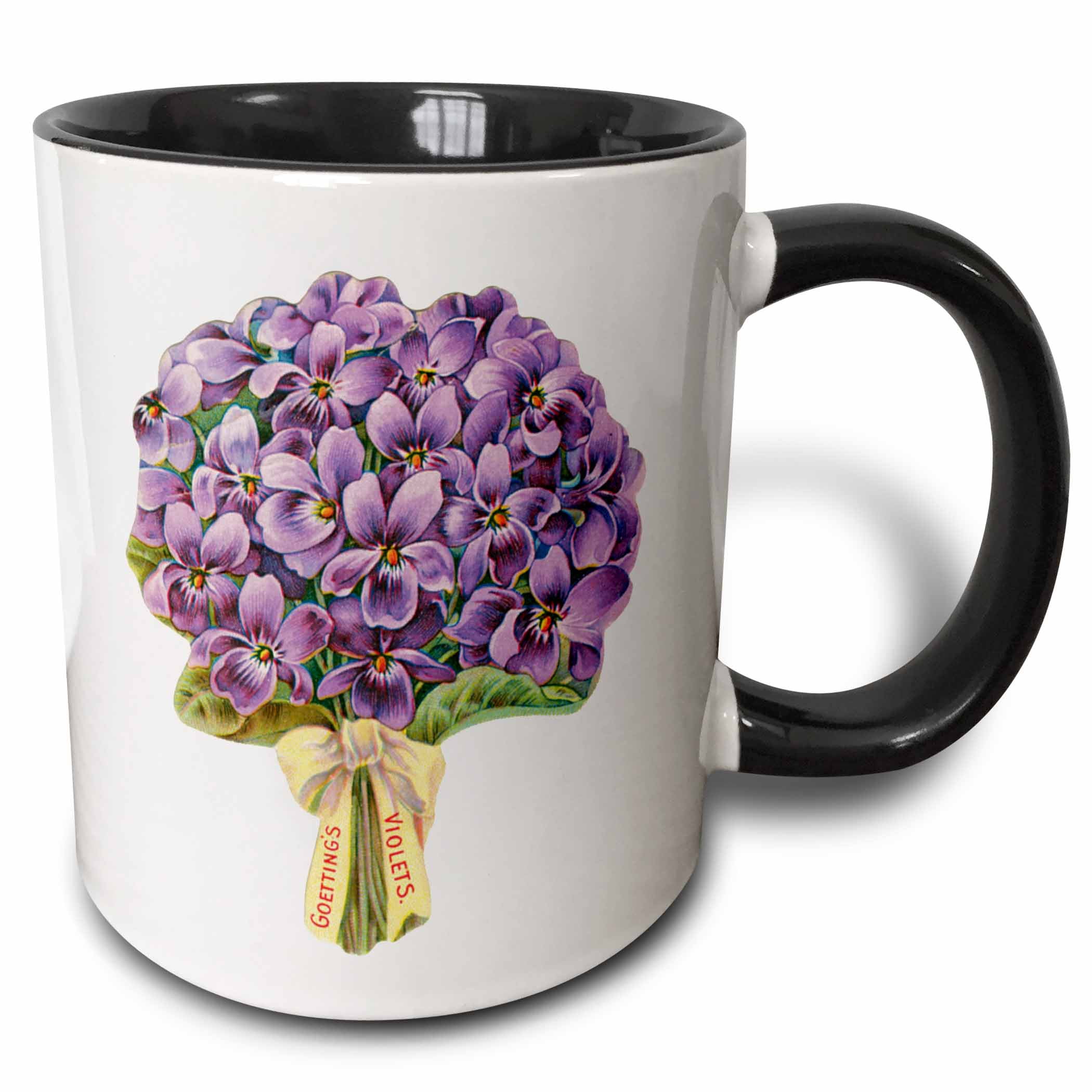 3drose, Bunch of Violets, 15oz Two-tone Black Mug - Walmart.com