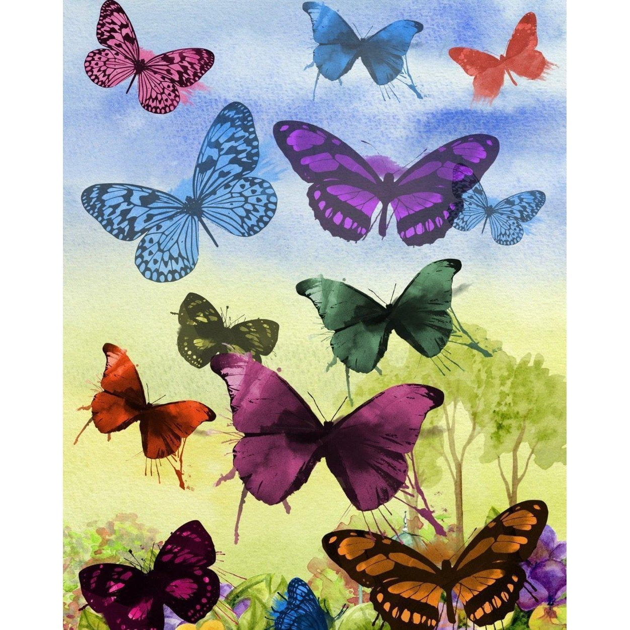 Bunch of Butterflies - Paint by Number Kit - 16"x20" (40x50cm) - DIY ...