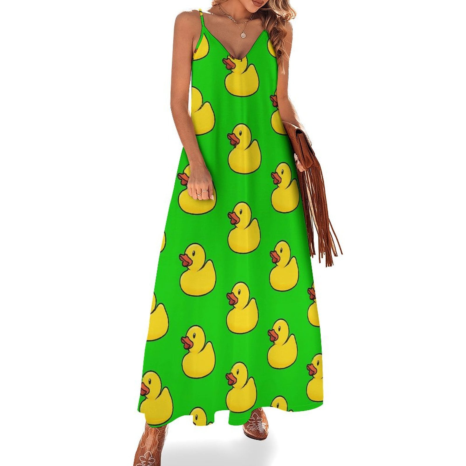 Bunch of Rubber Ducks Dress Yellow Animal Cute Maxi Dress Street Style ...