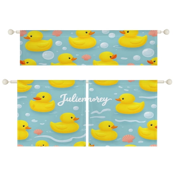 Bunch of Rubber Ducks Kitchen Curtain Valance Tier Set, 3 Pieces Semi ...