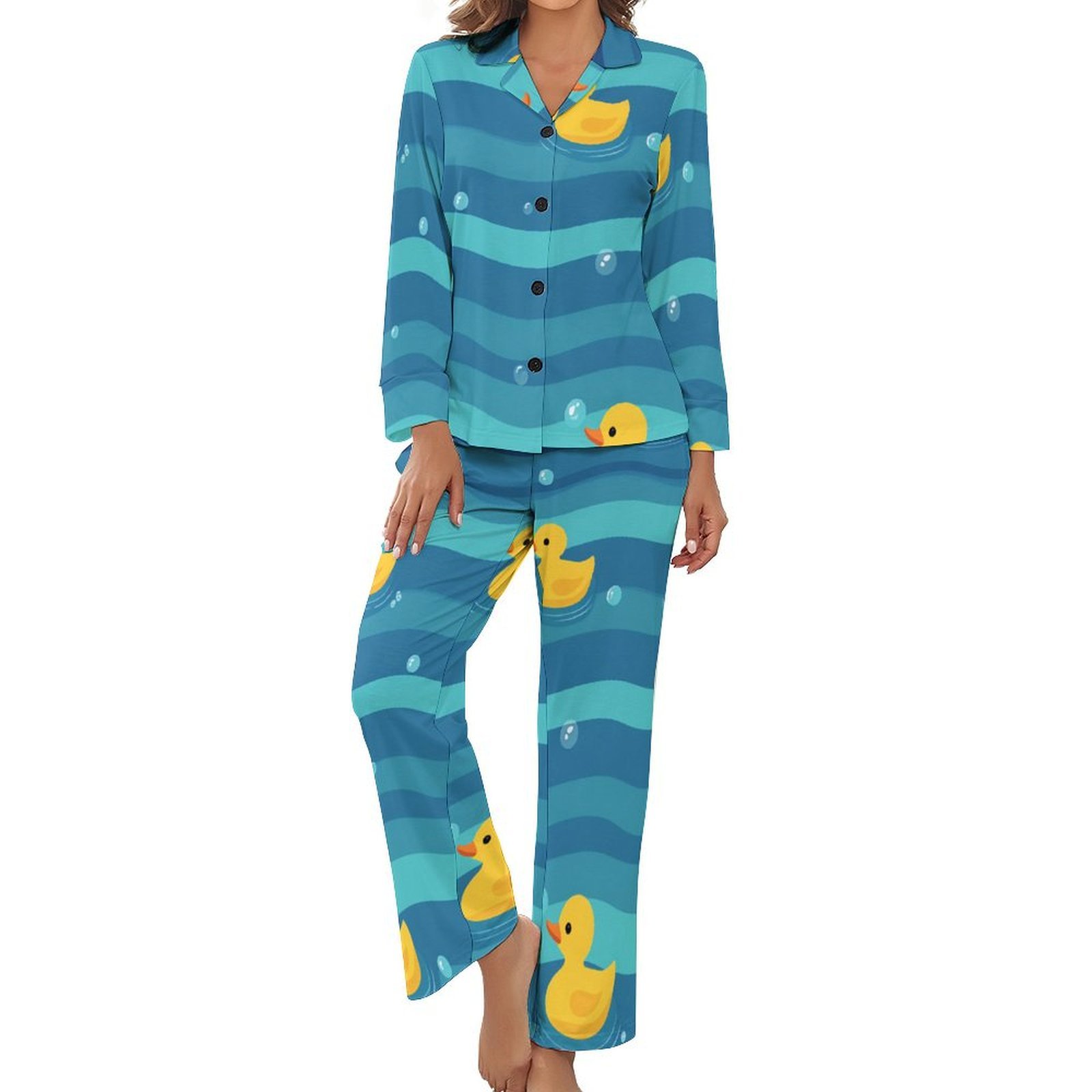 Bunch of Rubber Ducks Pajamas Woman Vintage Pajamas Set 2 Piece Long ...