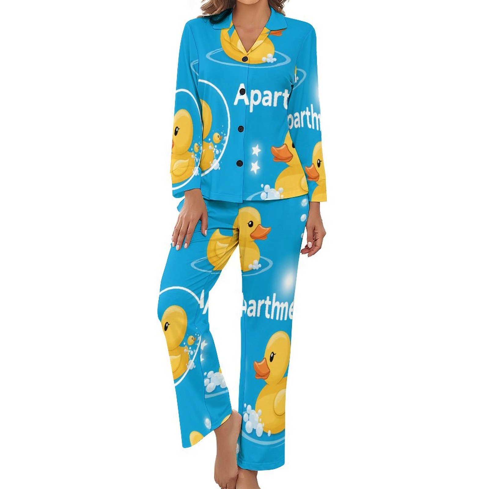 Bunch of Rubber Ducks Printed Pajama Set for Couples, Women Men Long ...