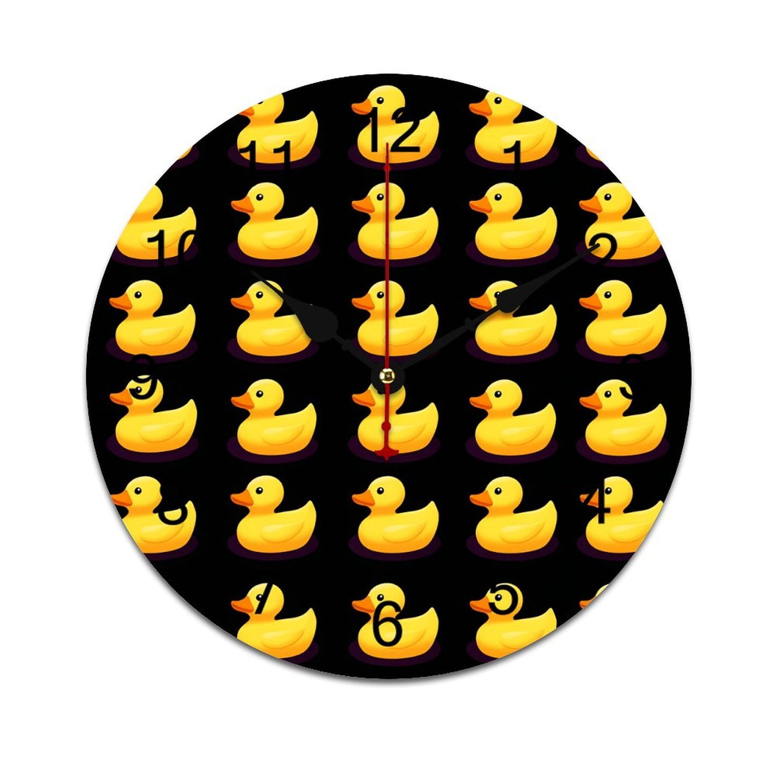 Bunch of Rubber Ducks Printed Silent Wall Clock Round Kitchen Clock ...