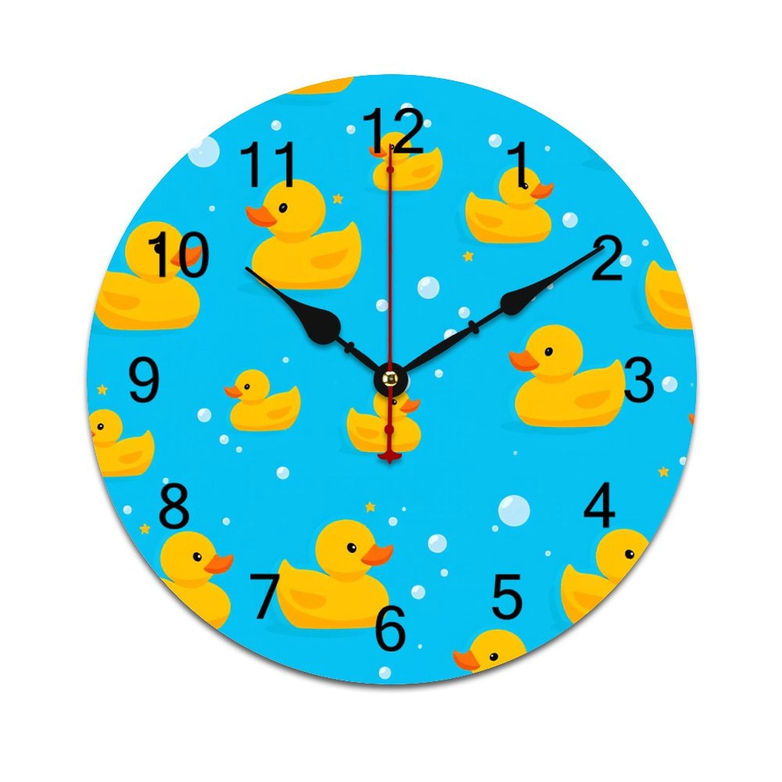Bunch of Rubber Ducks Printed Silent Wall Clock Round Kitchen Clock ...