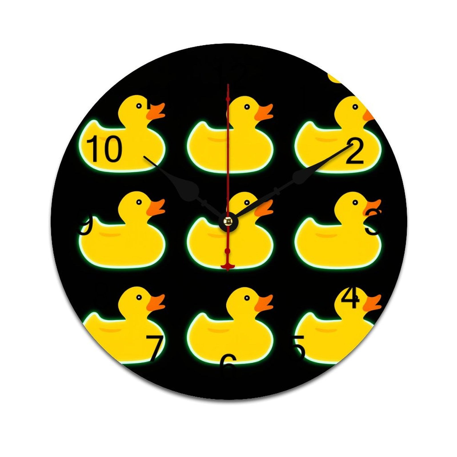 Bunch of Rubber Ducks Printed Silent Wall Clock Round Kitchen Clock ...