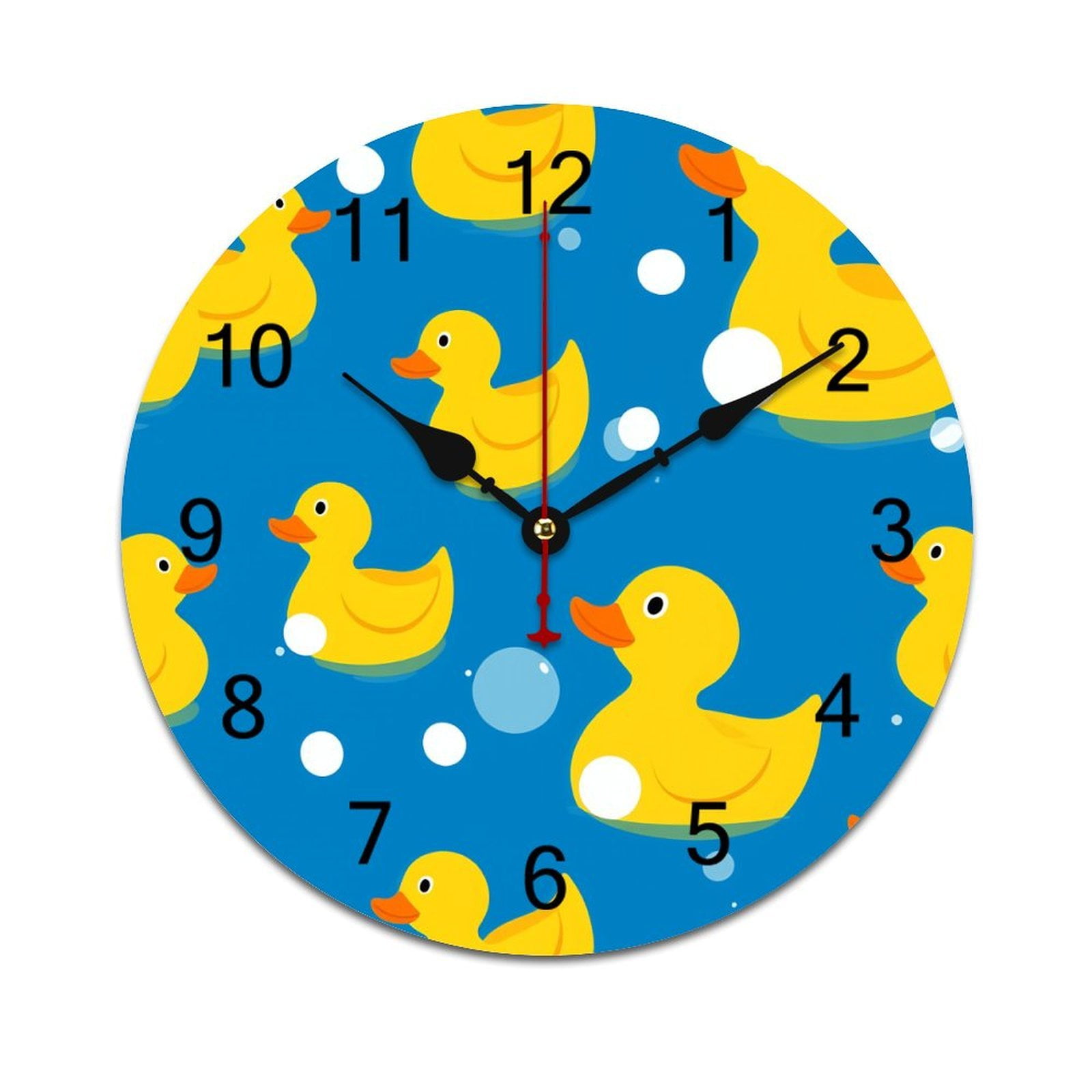 Bunch of Rubber Ducks Word Saying Big Wall Clock Home Decor Art Watch ...