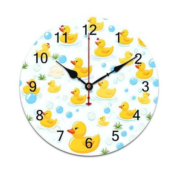 Bunch of Rubber Ducks Word Saying Big Wall Clock Home Decor Art Watch ...