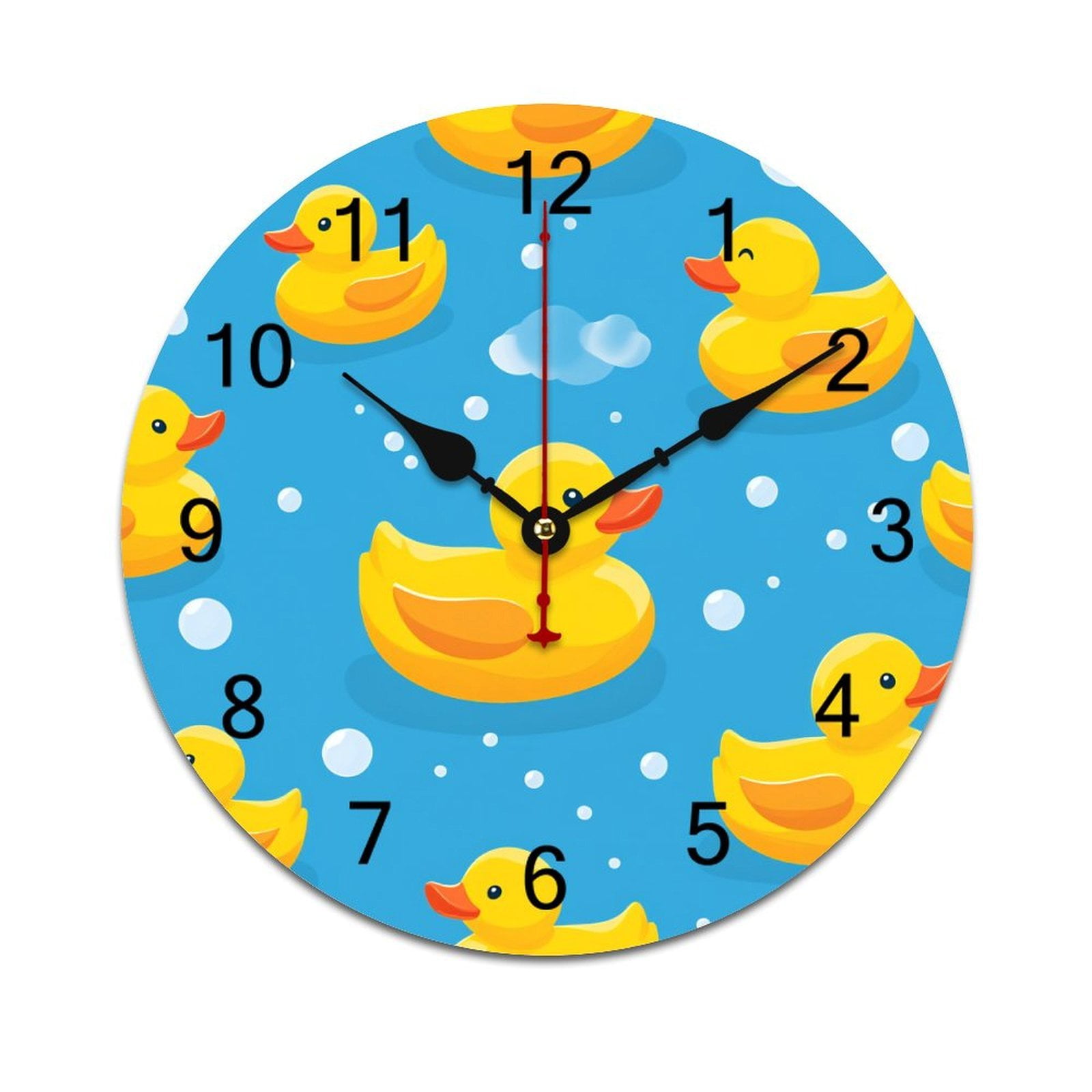 Bunch of Rubber Ducks Word Saying Big Wall Clock Home Decor Art Watch ...