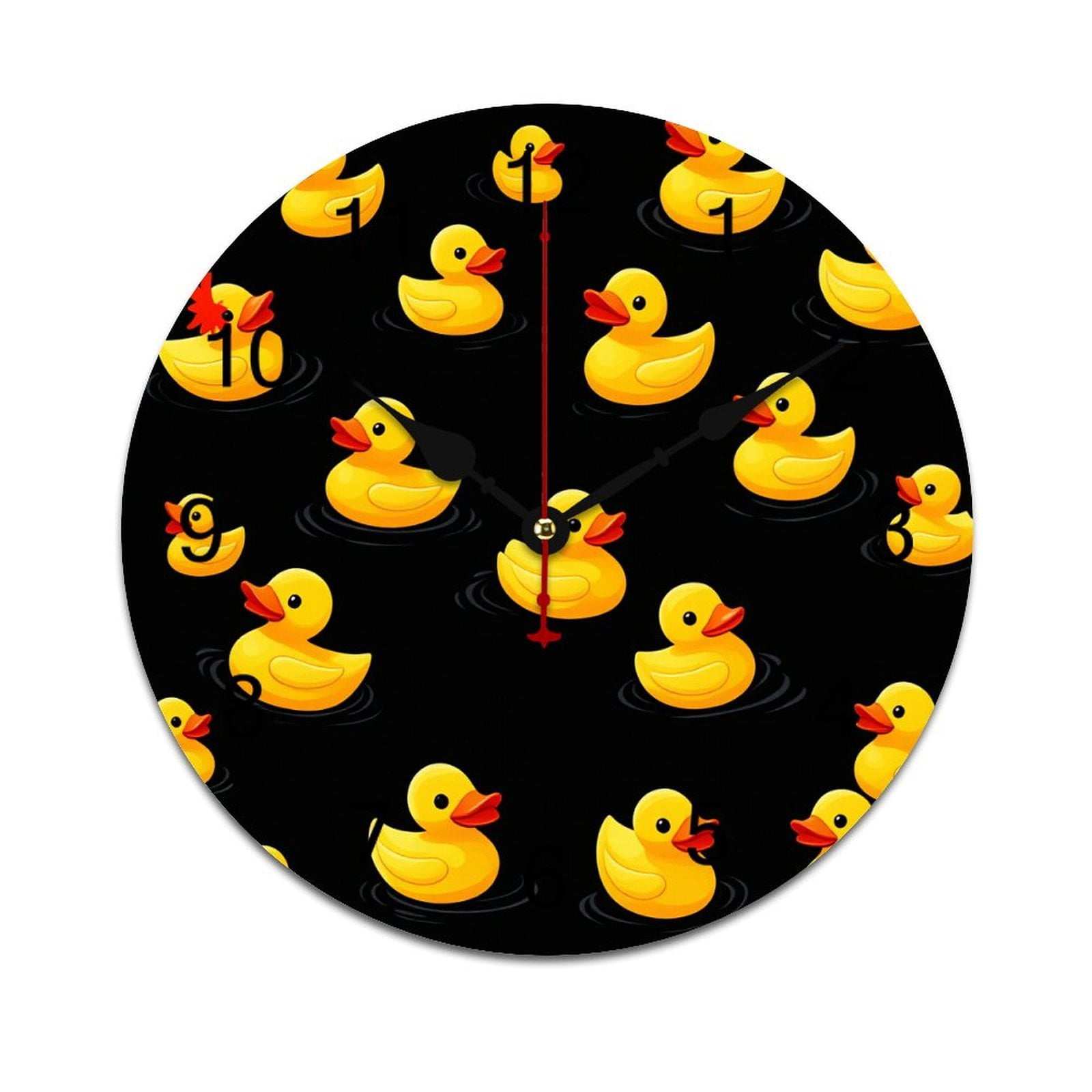 Bunch of Rubber Ducks Word Saying Big Wall Clock Home Decor Art Watch ...