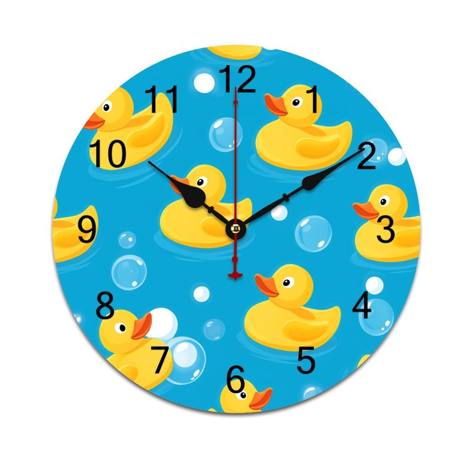 Bunch of Rubber Ducks Word Saying Big Wall Clock Home Decor Art Watch ...