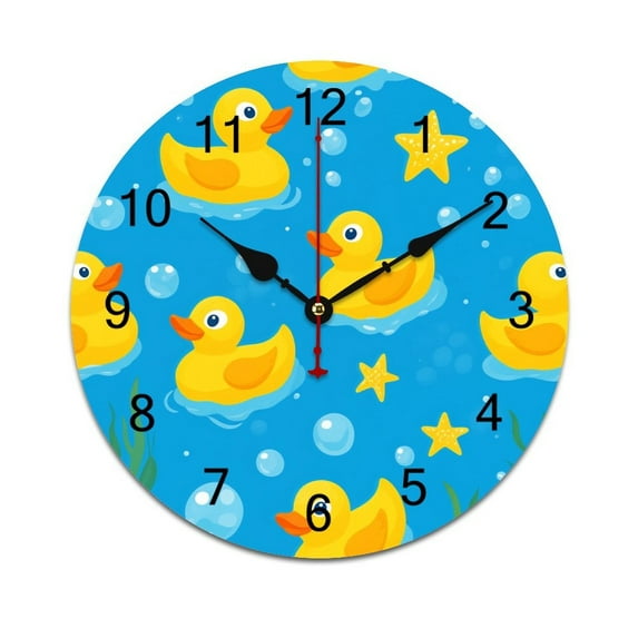 Bunch of Rubber Ducks Word Saying Big Wall Clock Home Decor Art Watch ...
