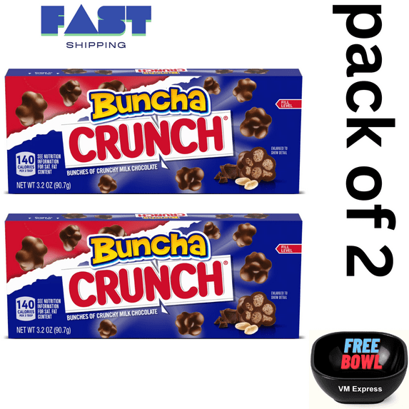 Buncha CRUNCH Candy, Pieces of Creamy Milk Chocolate with Crisped Rice ...