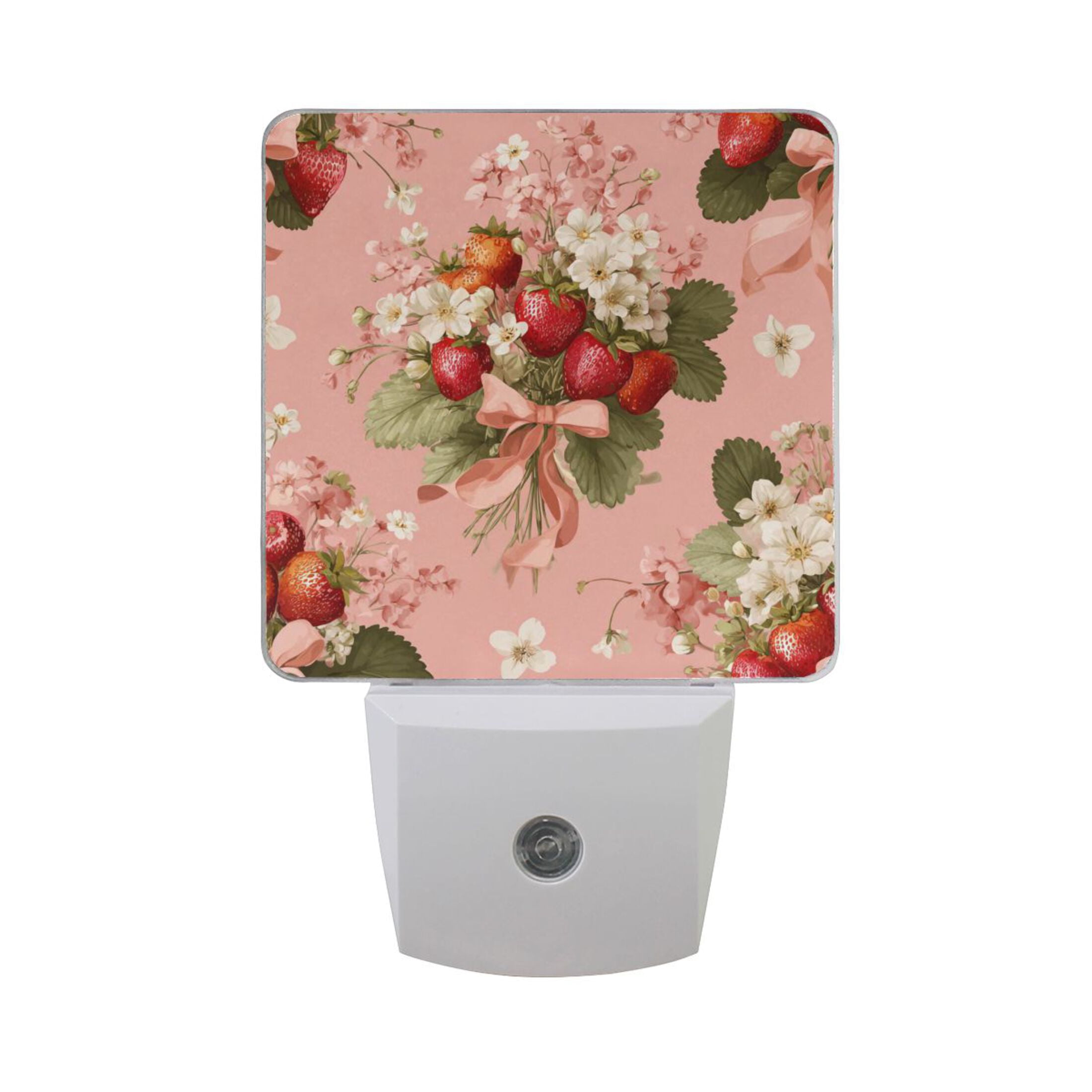 Bunches Of Strawberries Flowers with Bows LED Night Light Sensor Lamp ...