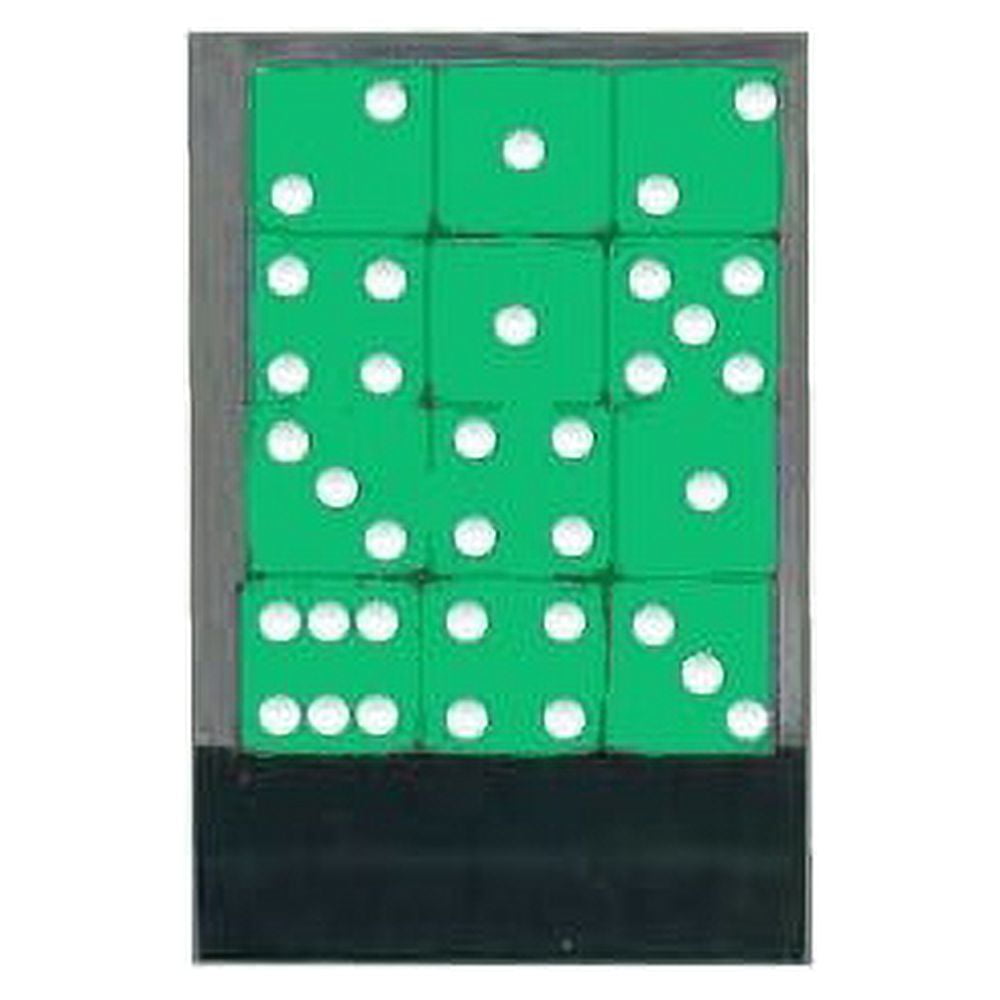 Bunco Green Dice with White Dots 1 Dozen Green Dice - 16mm - Walmart.com