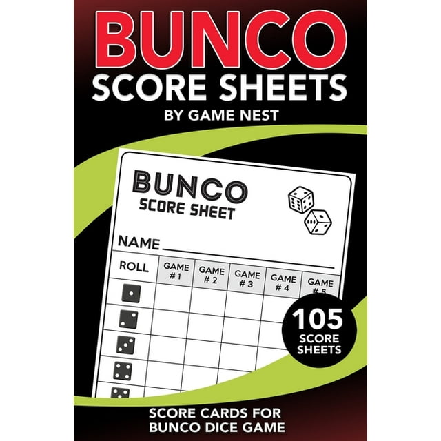 Bunco Score Sheets: 105 Score Keeping Pads Bunco Dice Game Kit Book ...