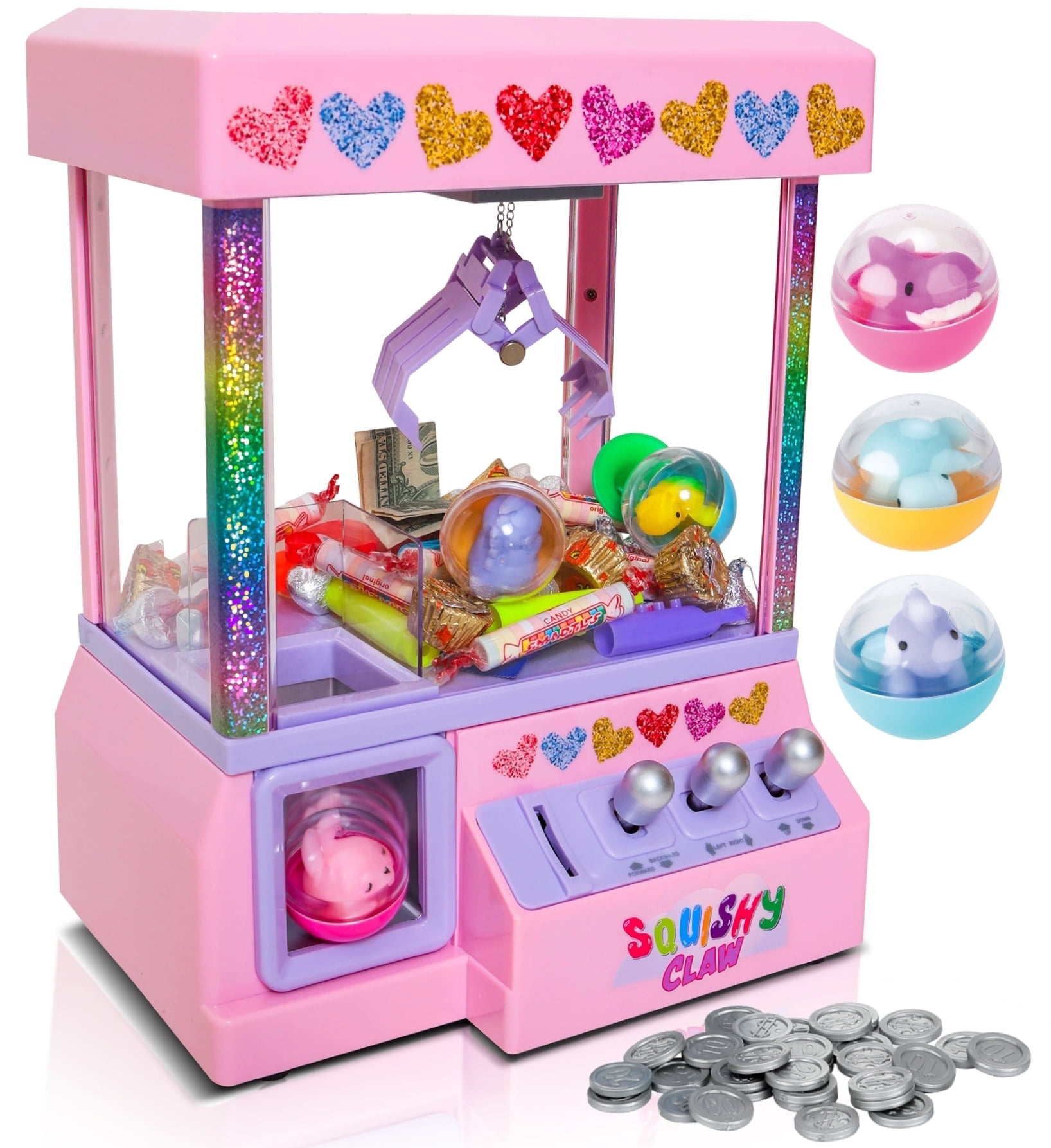 Bundaloo Claw Machine Arcade Game Candy Dispenser with Squishy Toys ...