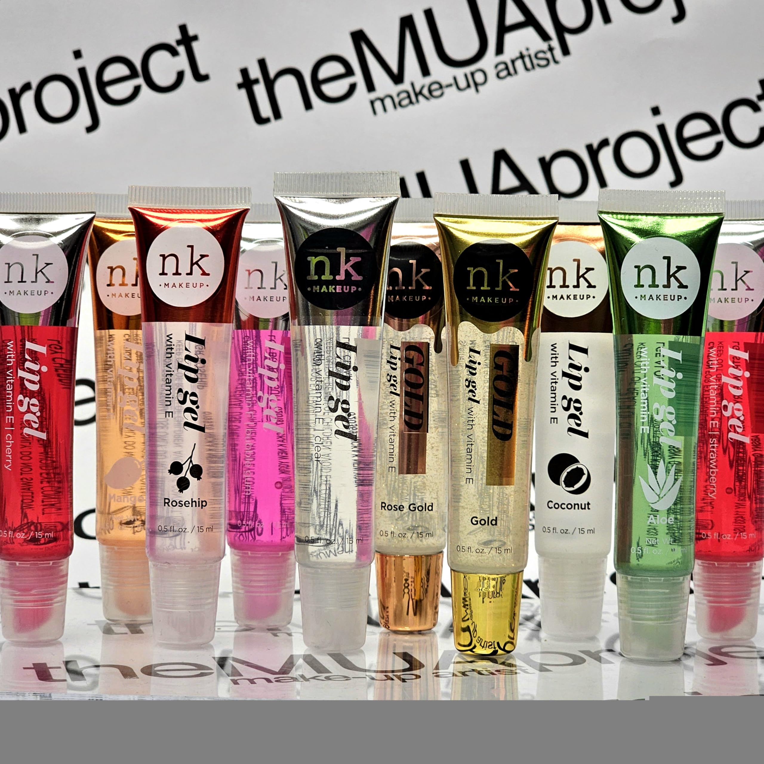 Bundle of 10 Lip Glosses - Gold, Rose Gold, Clear, Rosehip, Coconut ...