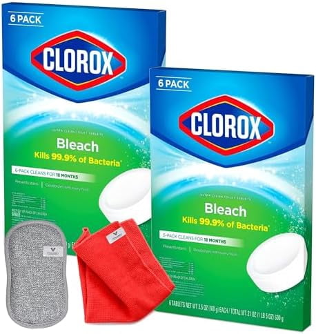 Bundle of 12-Clorox-Toilet Bowl Tablets with Bleach Cleaner Tabs for ...