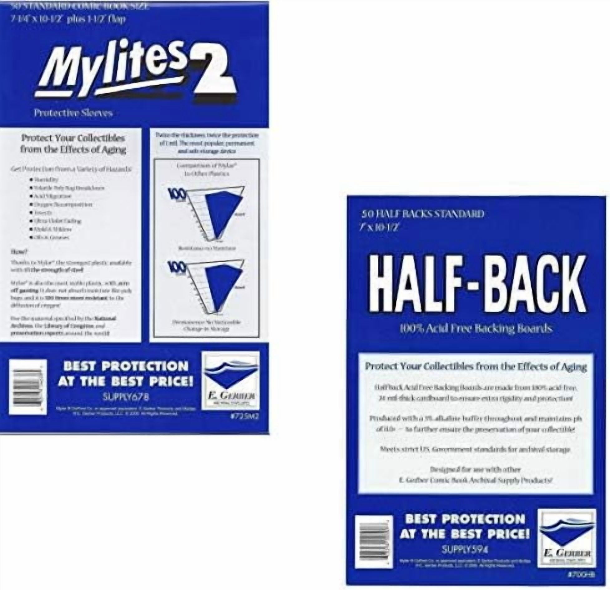 Bundle - 2 Items: 50 Mylites2 Standard Size Mylar Archival Sleeves, 50 ...