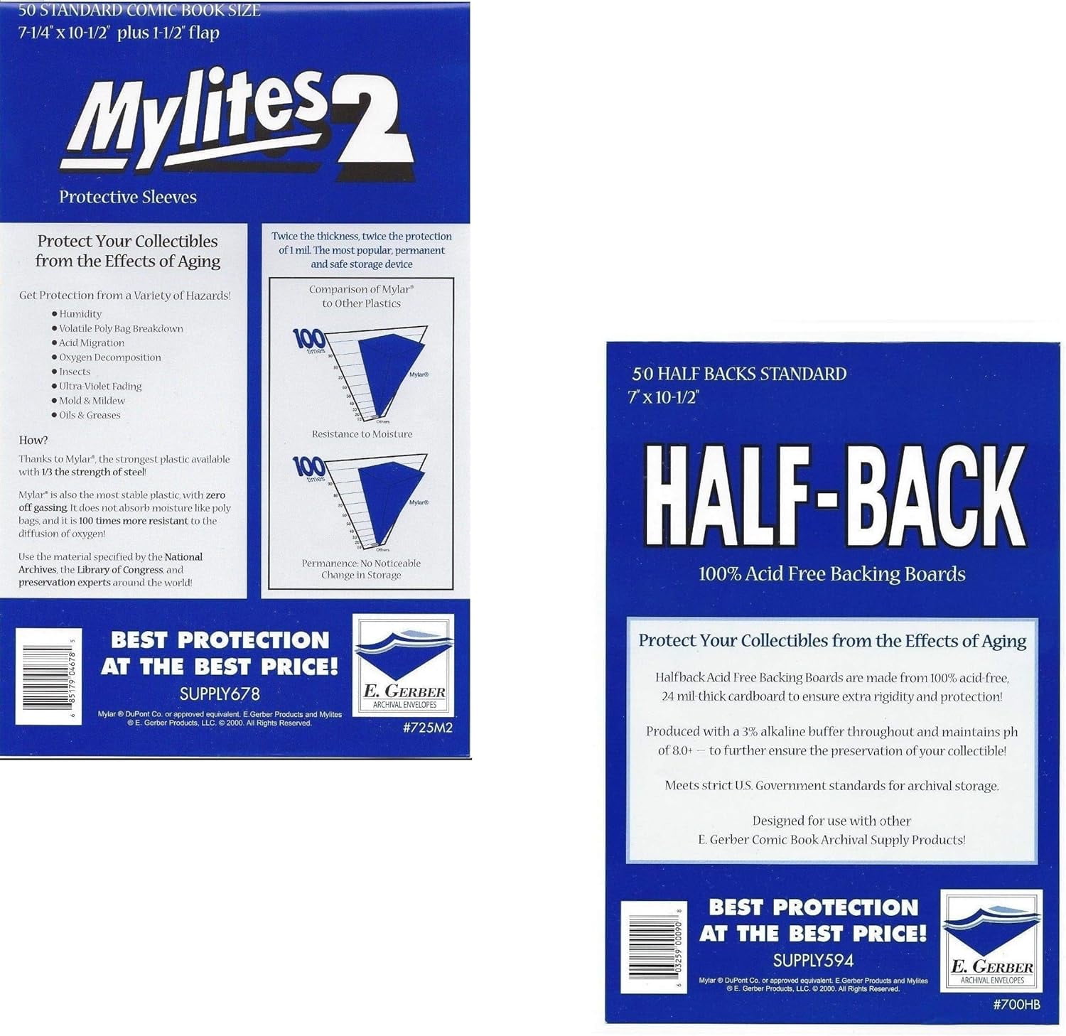 Bundle - 2 Items: 50 Mylites2 Standard Size Mylar Archival Sleeves, 50 ...