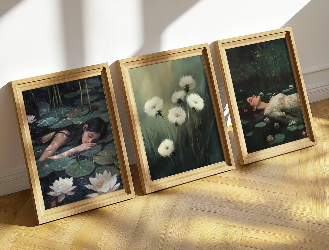 Bundle Of 3 Floral Ophelia Dark Academia Print, Victorian Art, Gothic ...