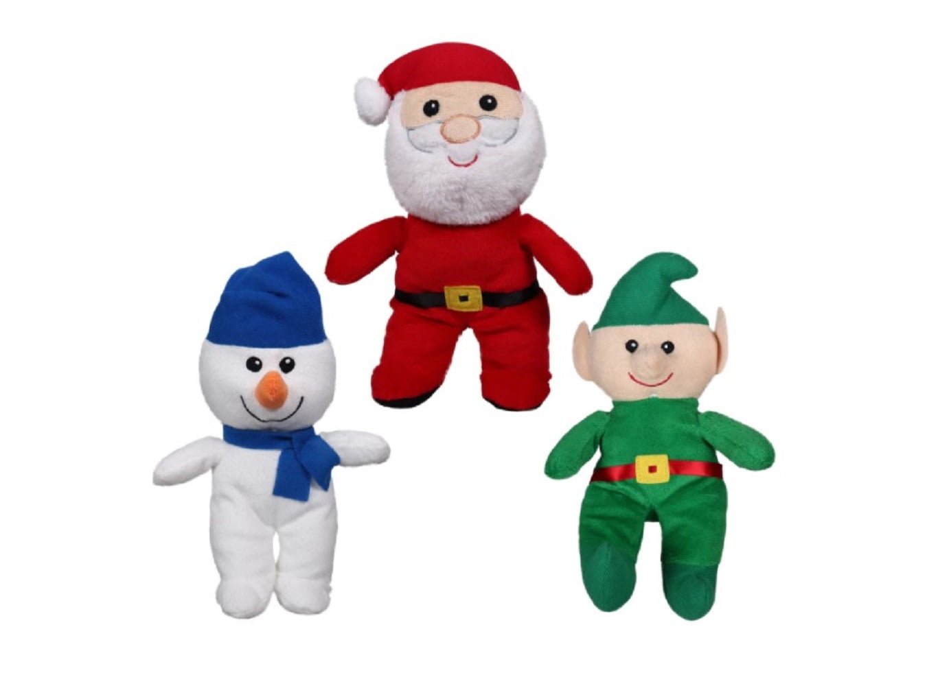 Bundle 3 Items - Plush Christmas Friends Sitting Santa, Elf and Snowman ...