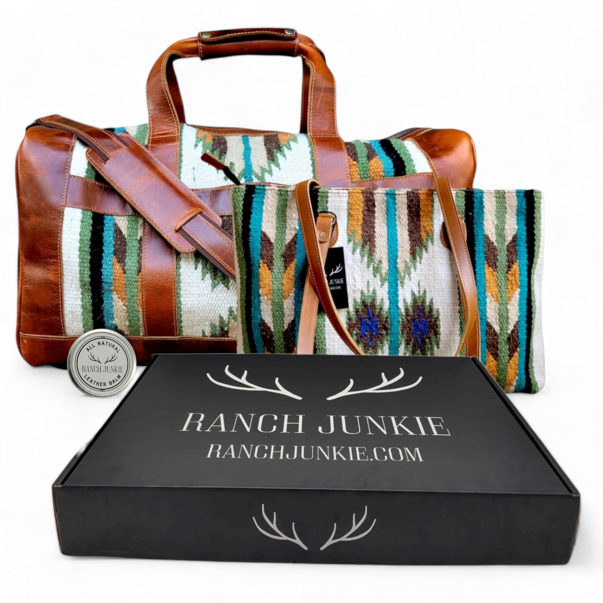 Bundle Deal Aspen Southwestern Leather Aztec Weekender Duffel Bag ...