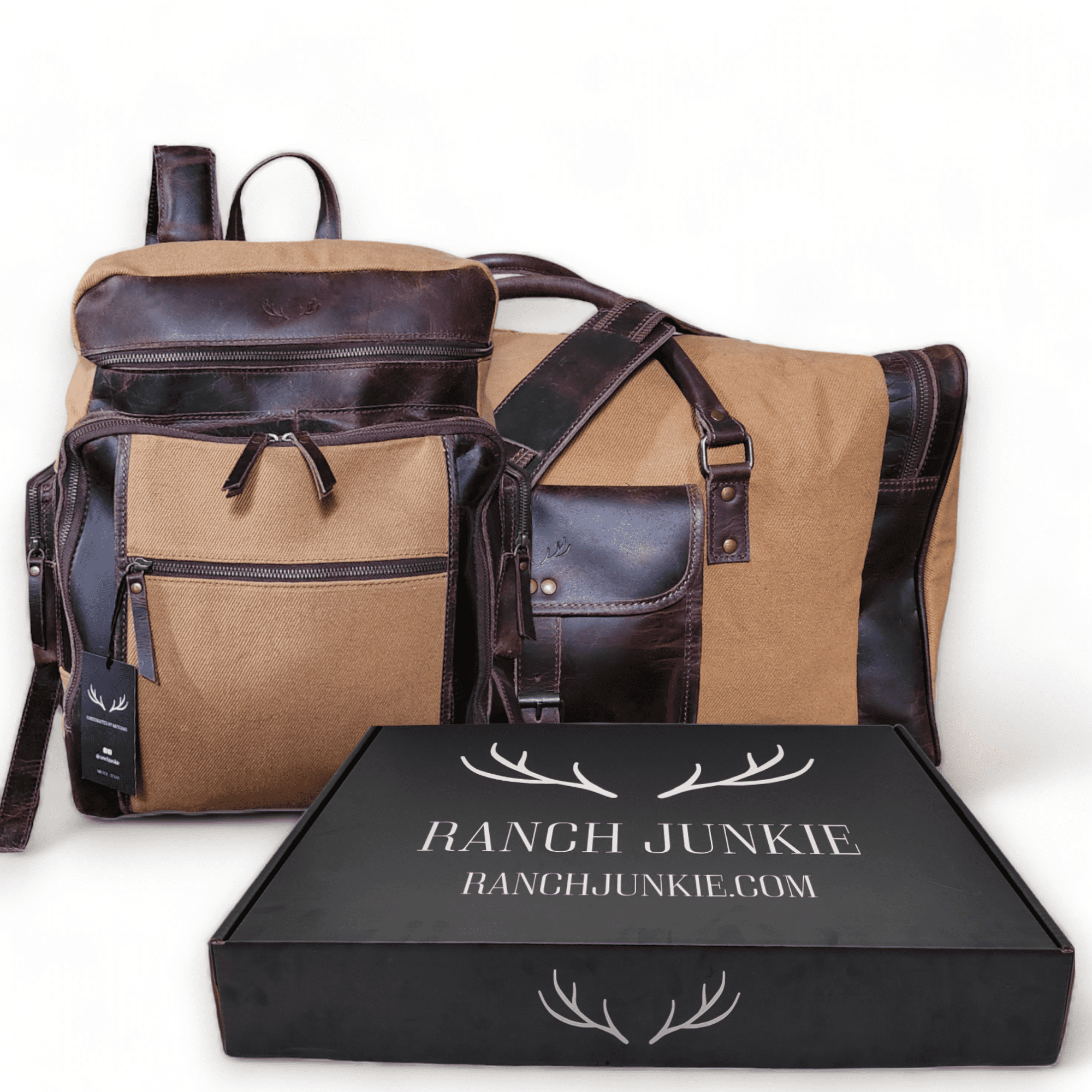 Bundle Deal Canvas/Leather Drifter Weekender Duffel Bag Tan + Drifter ...
