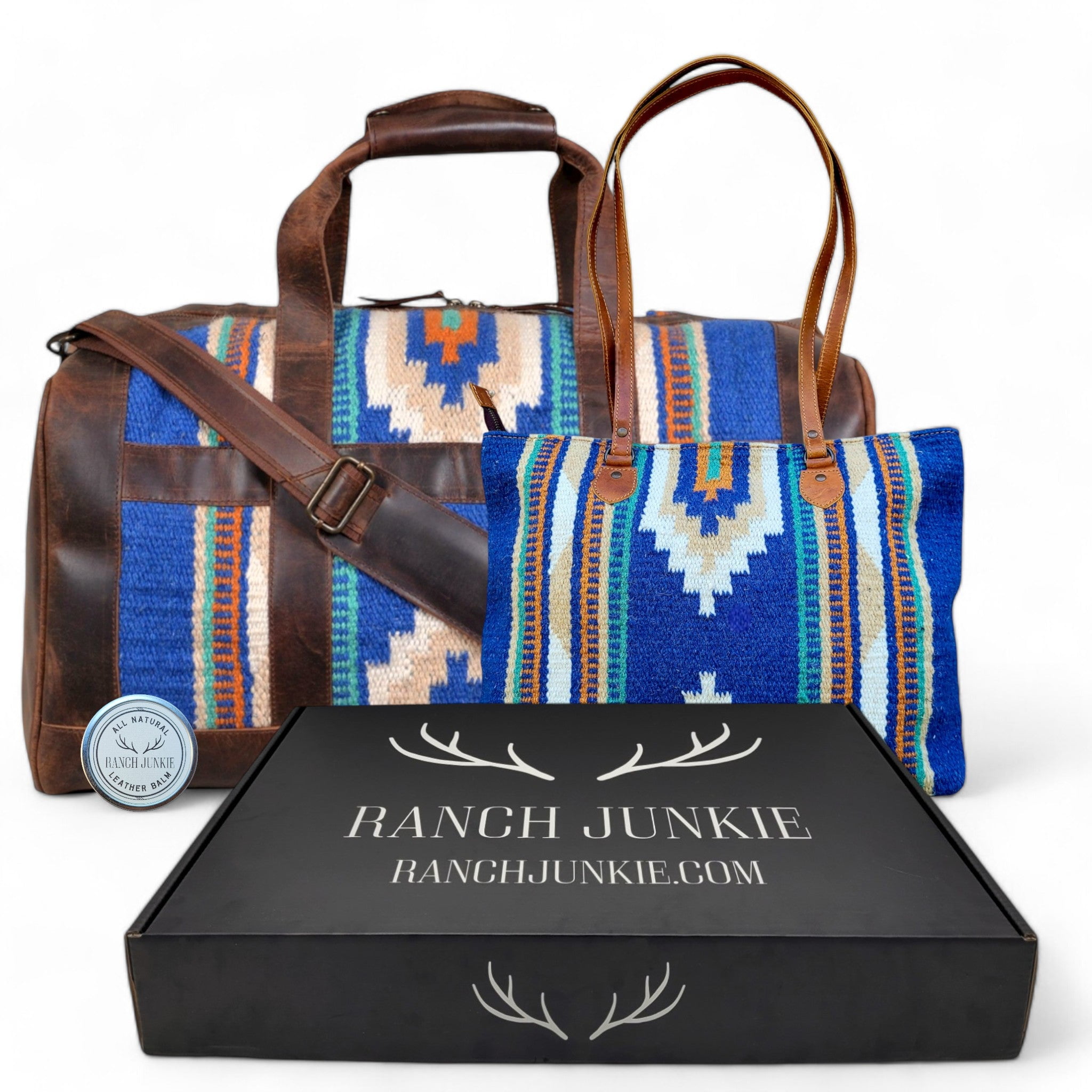 Bundle Deal Dakota Southwestern Leather Aztec Weekender Duffel Bag ...