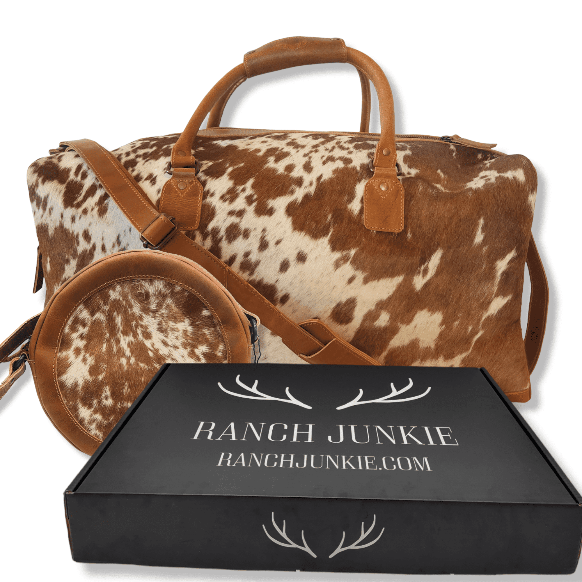 Bundle Deal Highlands Large Genuine Cowhide Weekender Duffel Saddle+ ...