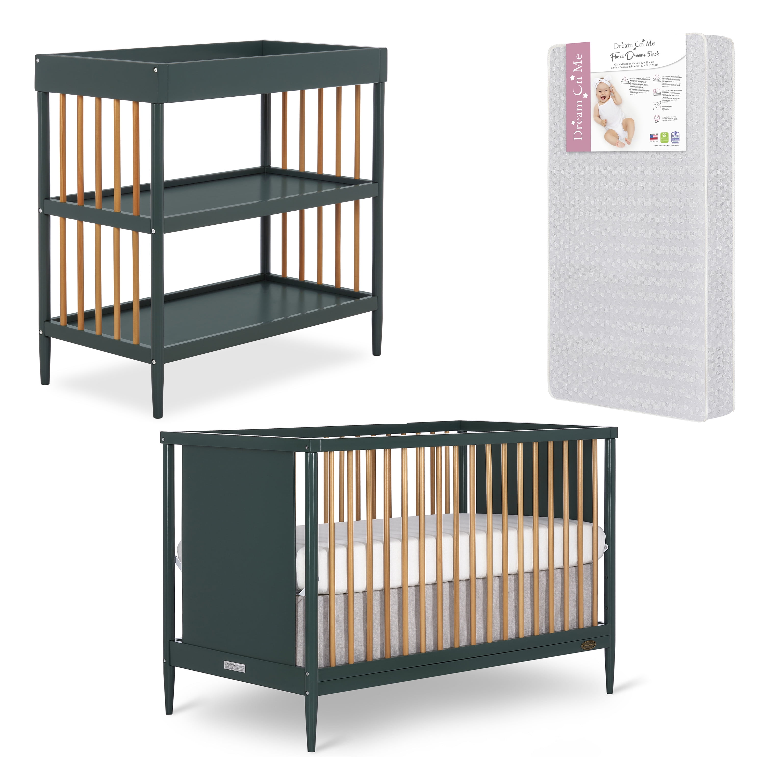 Bundle of Dream On Me Clover 4 in 1 Modern Island Crib with Rounded ...